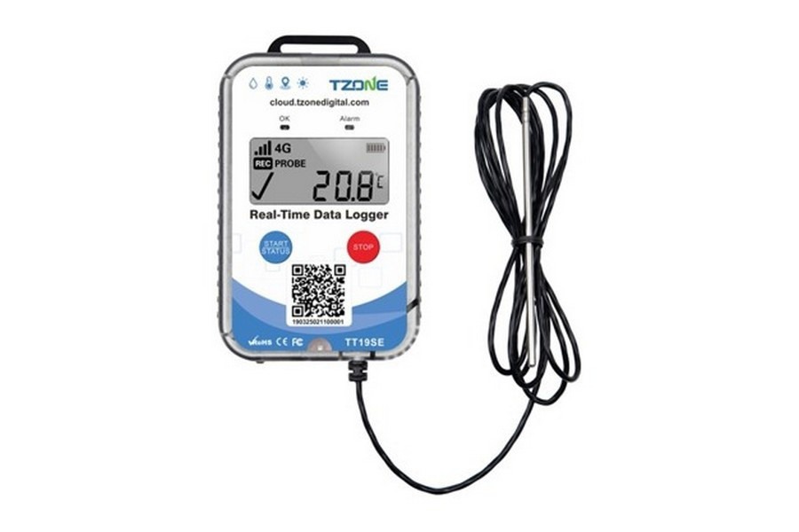Il registratore di dati TT19SE monitora temperatura, umidità, posizione ...