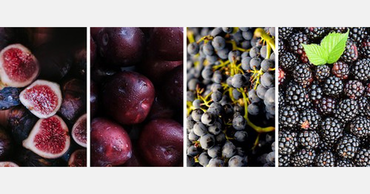 Fichi, susine, more, uva nera: la frutta fresca di tonalità blu-viola è ...